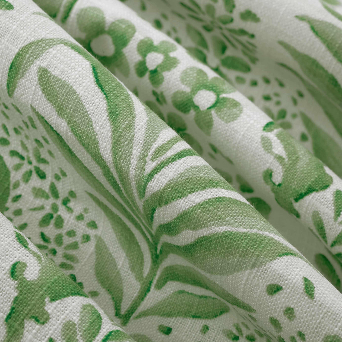 Linen Green Floral Drapery Fabric | Fabric Bistro | Columbia | SC