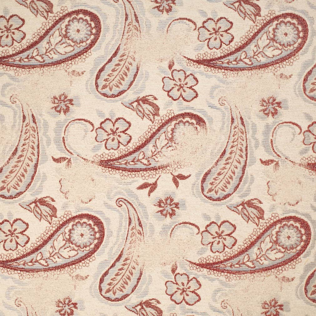 Cream Red Floral Paisley Upholstery Fabric | Fabric Bistro | Columbia | SC