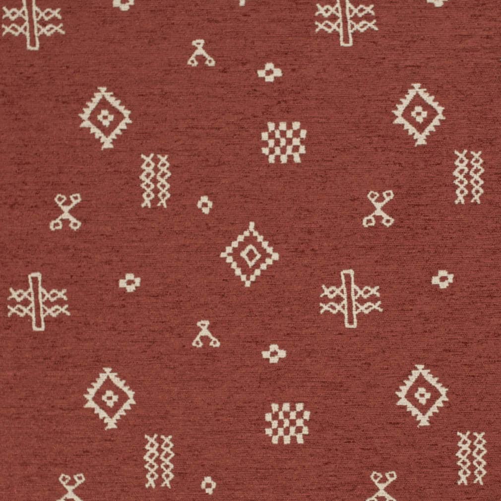 Rusty Red Cream Ethnic Upholstery Fabric | Fabric Bistro | Columbia | SC