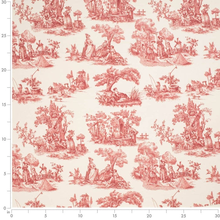 Red French Toile Drapery Upholstery Fabric | Fabric Bistro | Columbia | SC