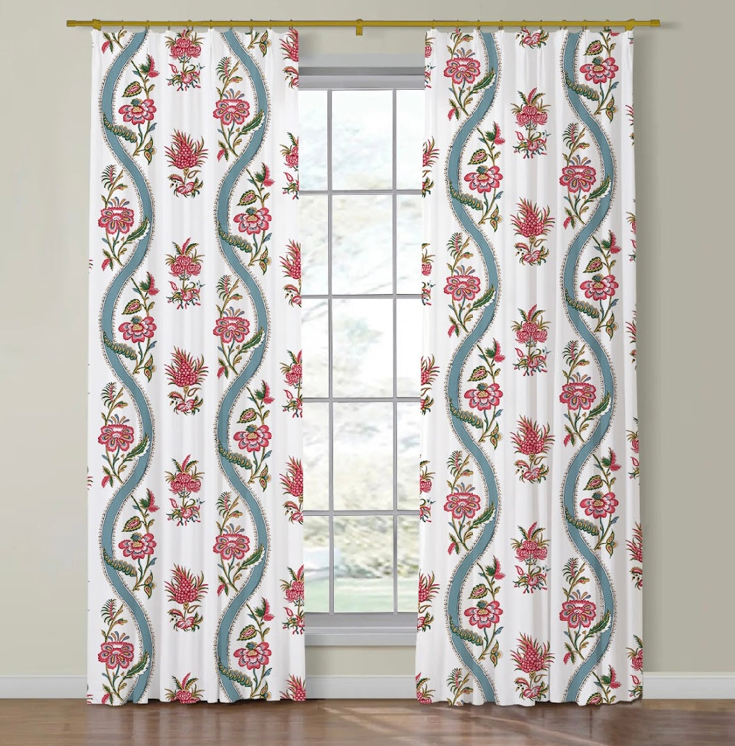 Thibaut Ribbon Floral Drapery Panels | Fabric Bistro | Columbia | South ...