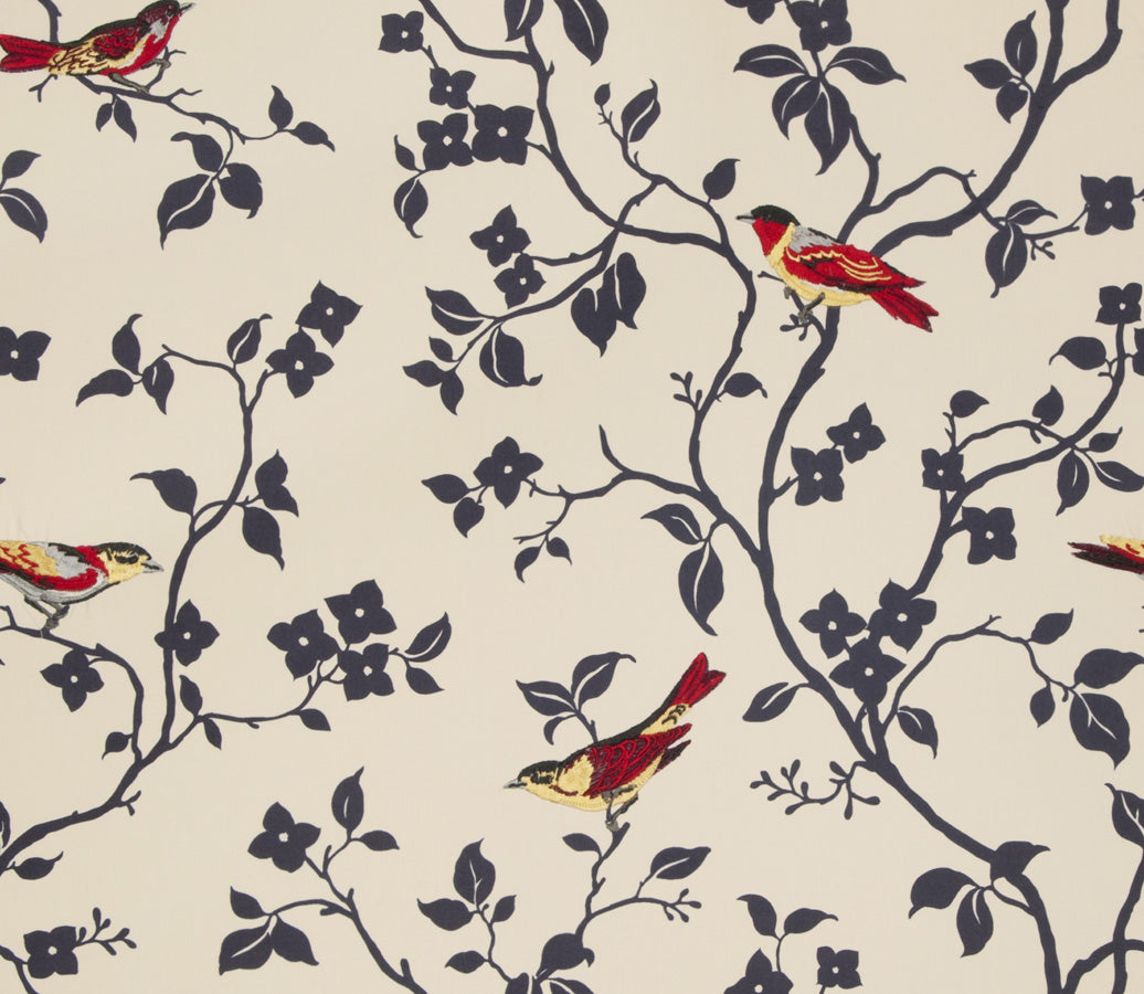 Embroidered Floral Bird Pattern Drapery Fabric | Columbia | South ...