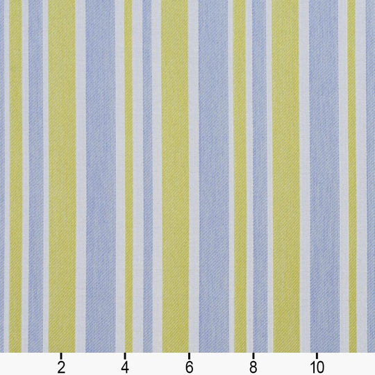 Upholstery Drapery Fabric Blue Yellow Spring Wide Stripe | Fabric ...