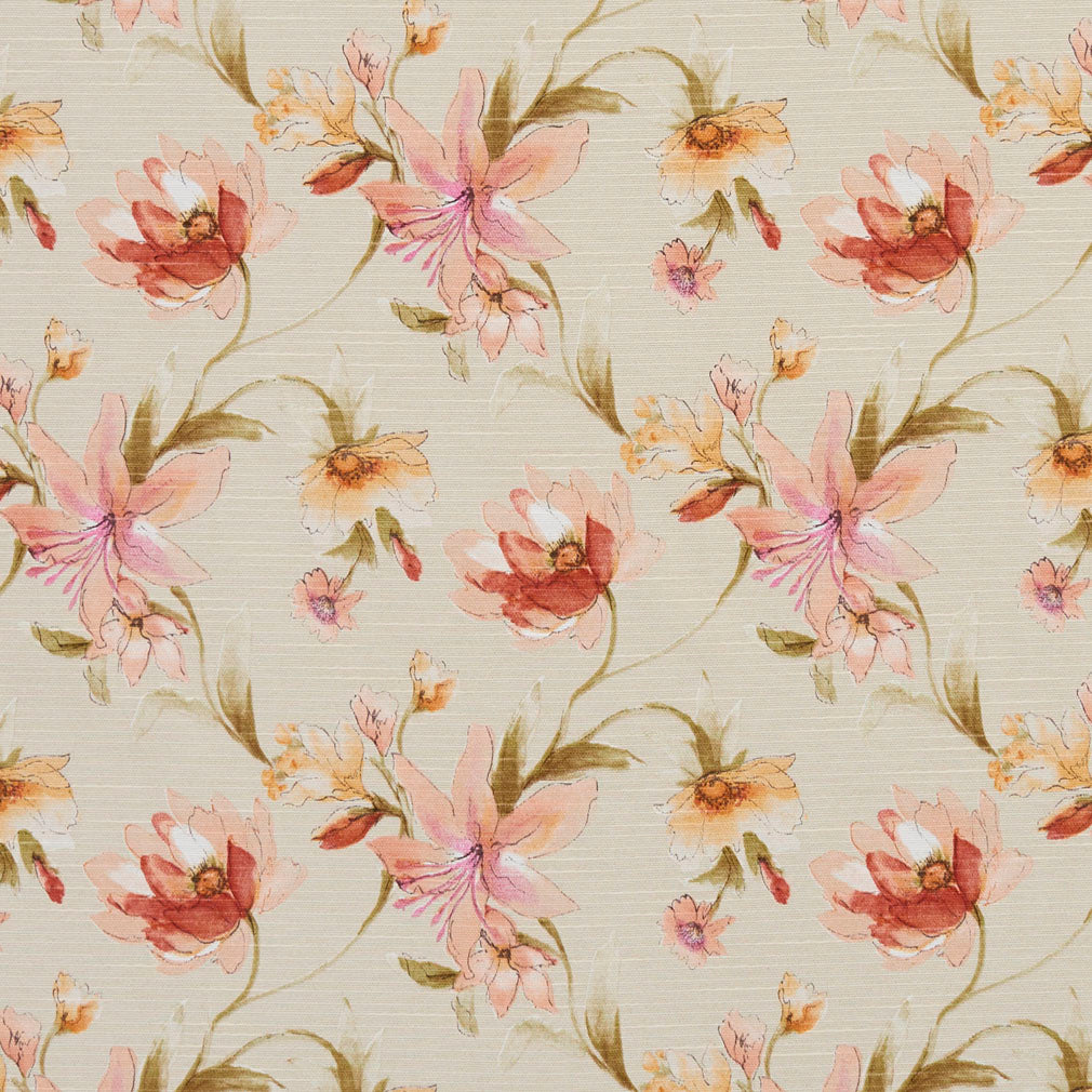 Essentials Botanical Maroon Coral Orange Olive Ivory Rose Floral Print ...