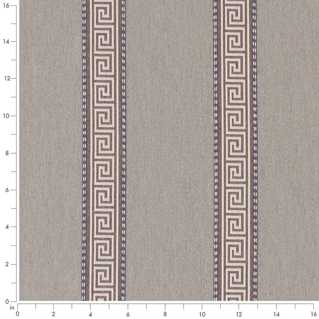 Beige Natural Stripe Greek Key Stain Resistant Upholstery Fabric ...