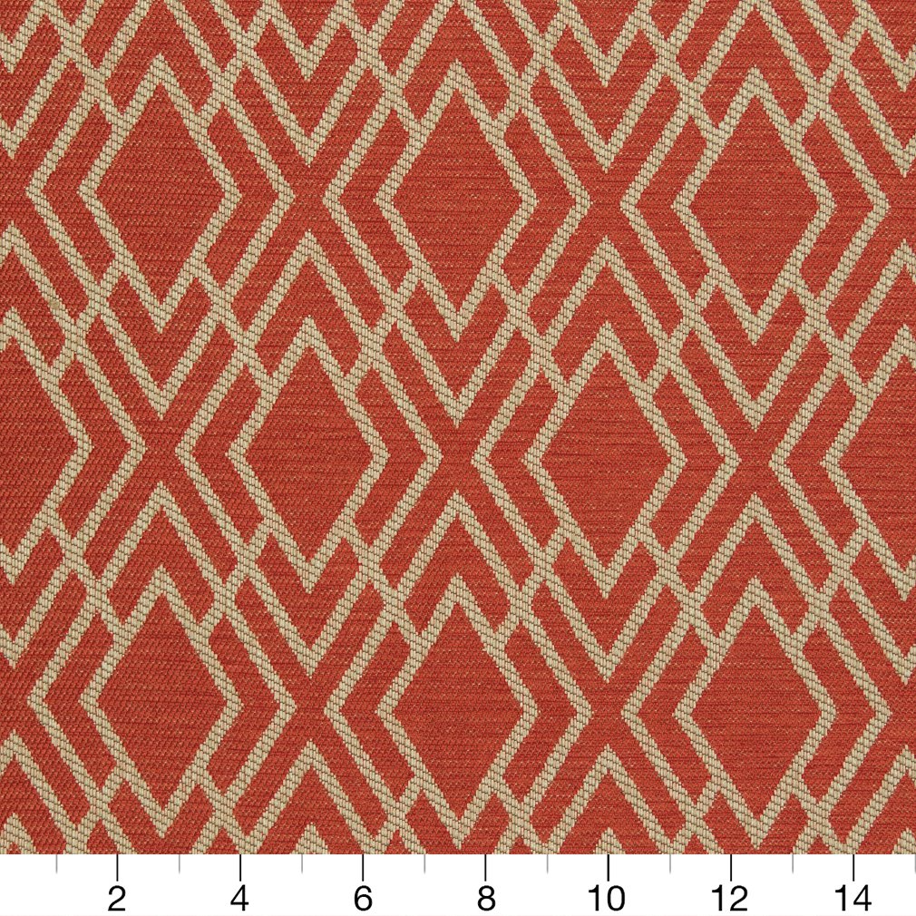 Upholstery Drapery Geometric Diamond Fabric Coral | Fabric Bistro ...