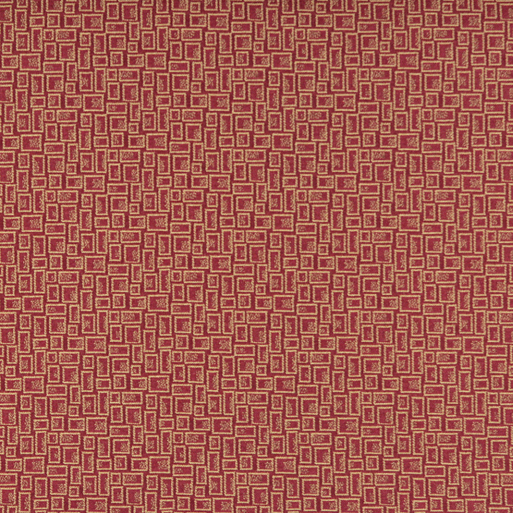 Geometric Red Gold Upholstery Fabric Chili | Fabric Bistro | Columbia ...
