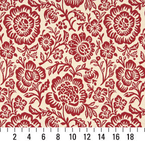 Drapery Upholstery Fabric Red Ivory Garnet Floral | Fabric Bistro ...