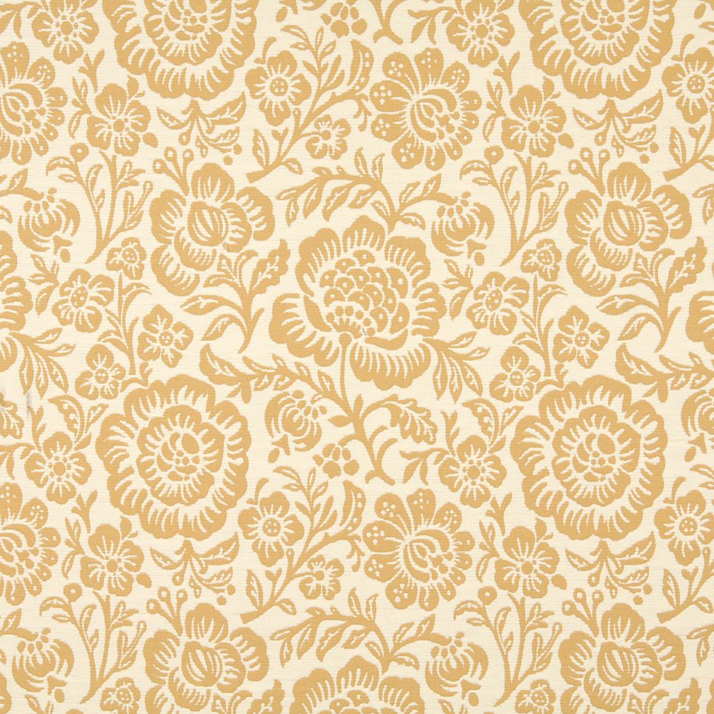 Drapery Upholstery Fabric Yellow Ivory Saffron Floral | Fabric Bistro ...