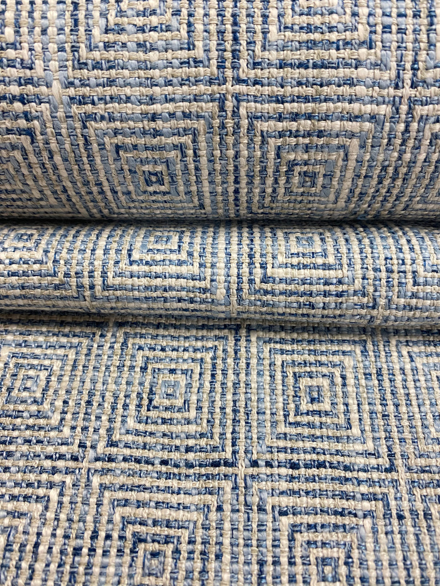 Taupe Blue Tweed Geometric Upholstery Fabric | Fabric Bistro | Columbia ...