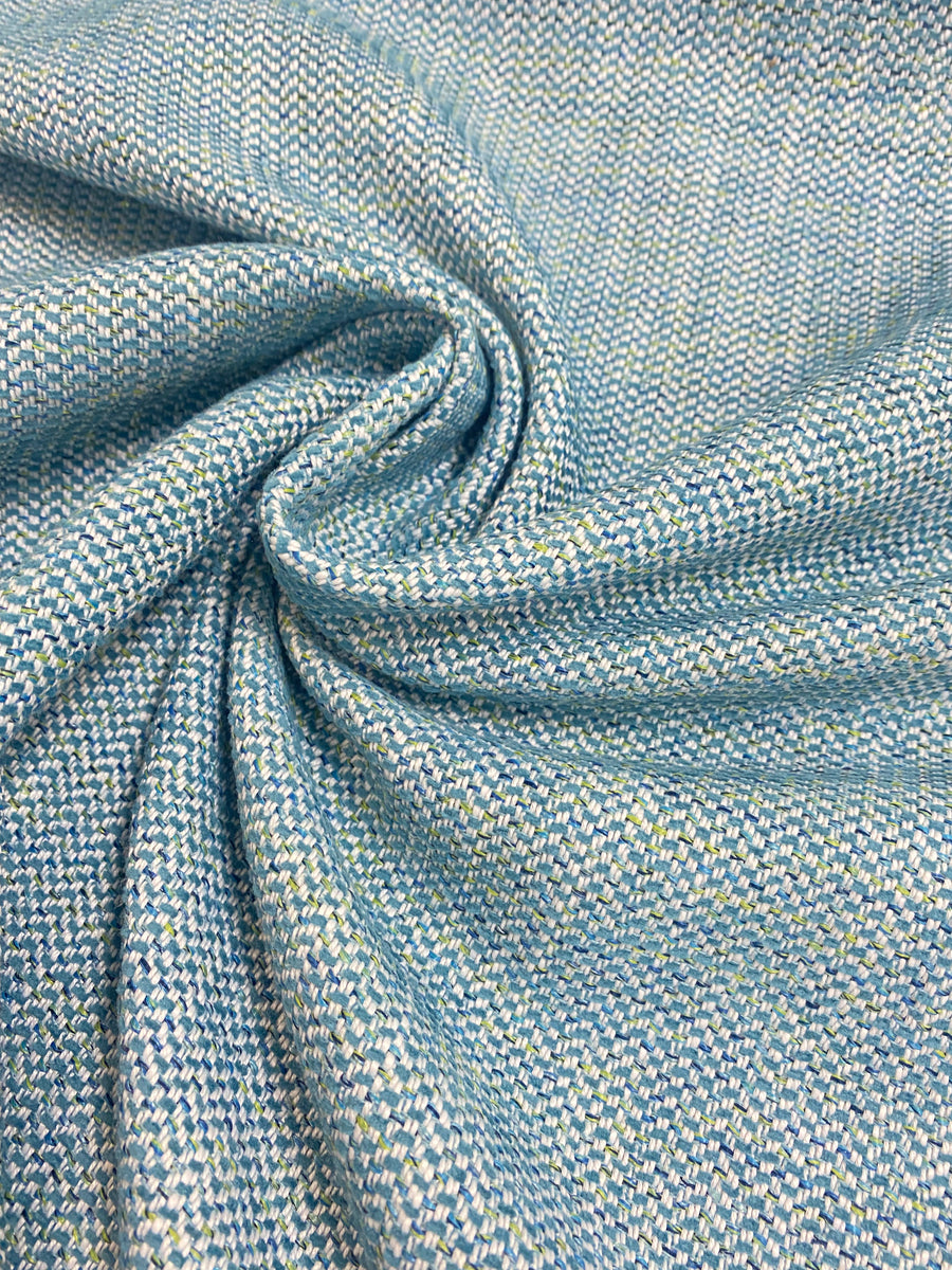 Teal Blue MCM Herringbone Upholstery Fabric | Fabric Bistro | Columbia | SC