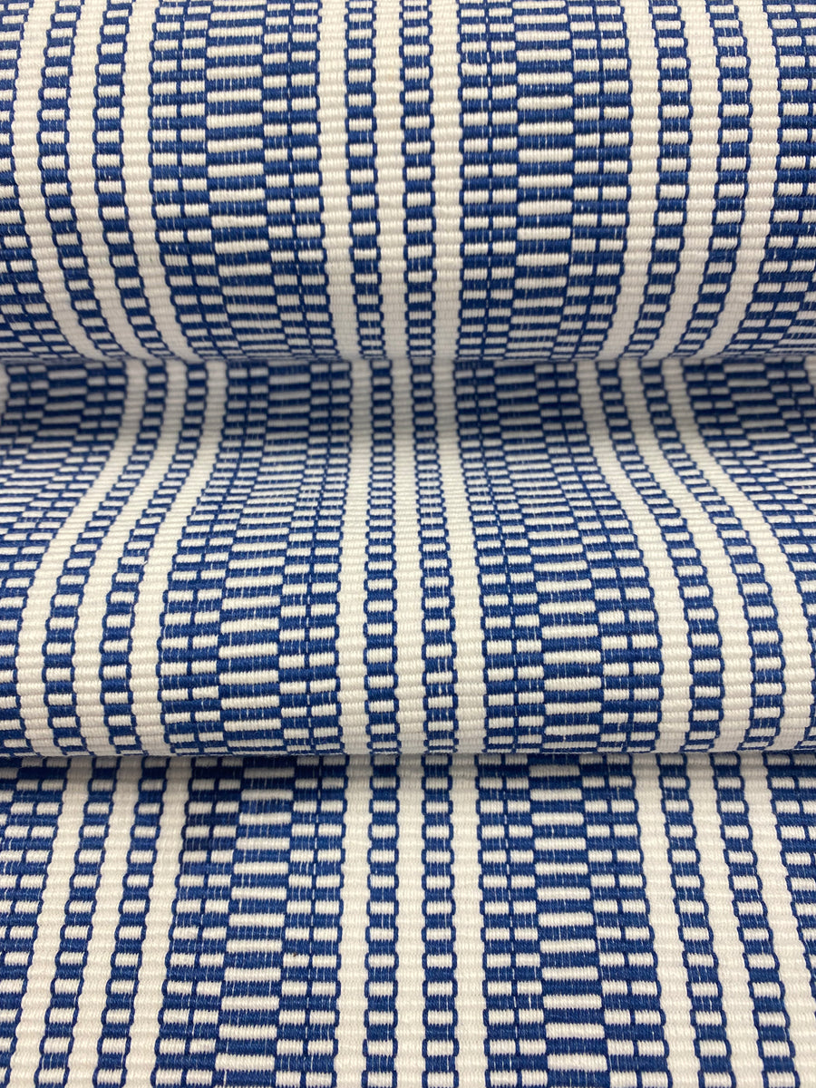 Nautical White Blue Stripe Upholstery Fabric | Fabric Bistro | Columbia ...