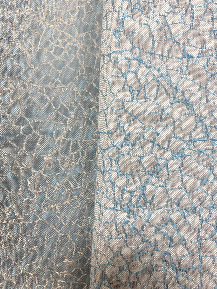 Cream Aqua Blue Abstract Upholstery Fabric | Fabric Bistro | Columbia | SC