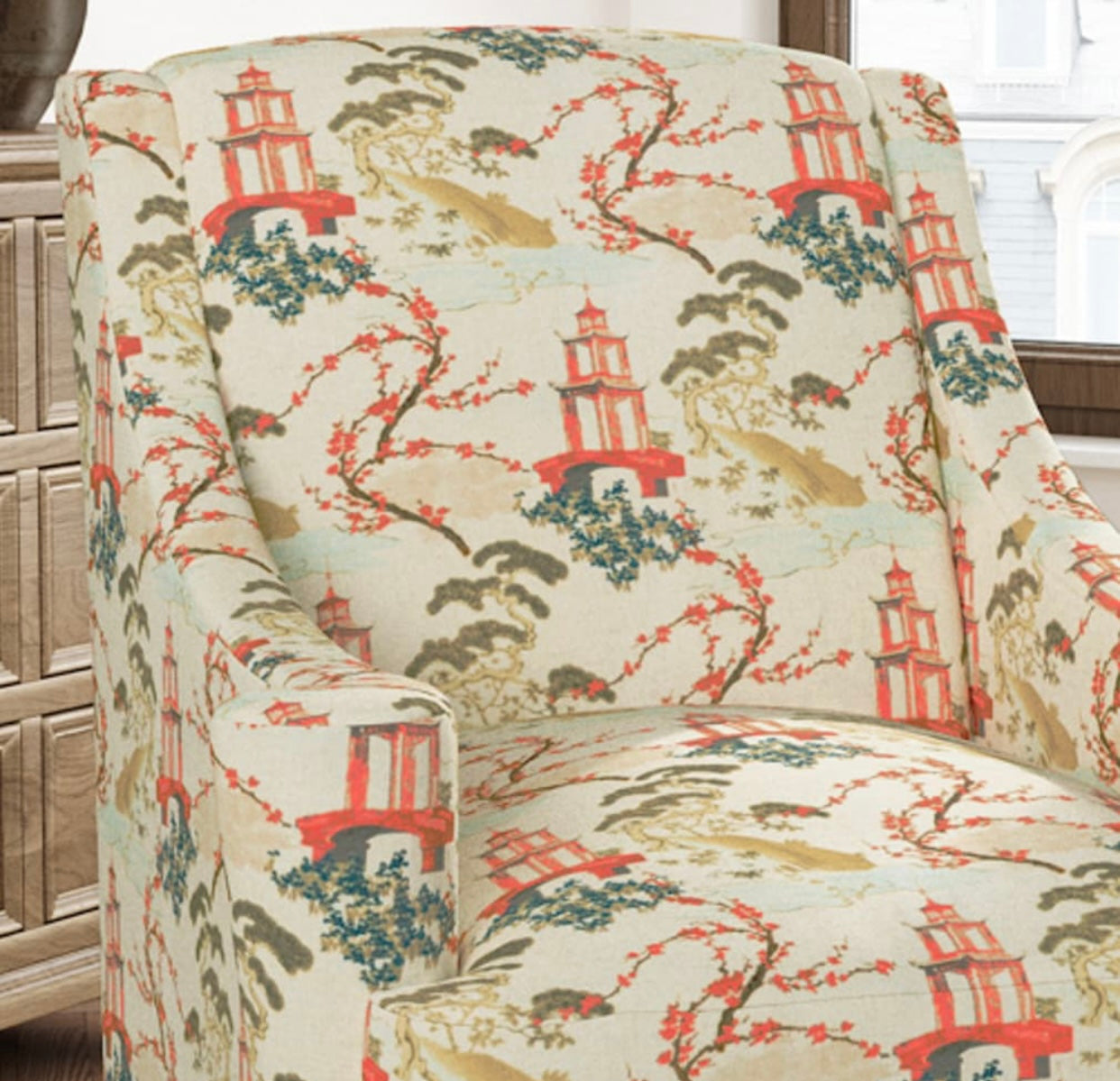 Stain Resistant Chinoiserie Asian Upholstery Fabric | Fabric Bistro ...