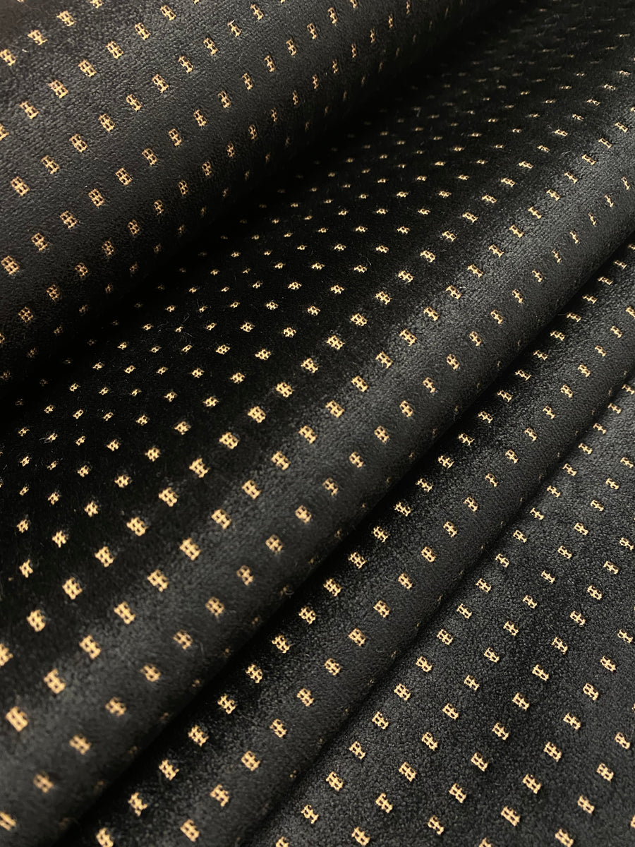 Fabricut Studded Squares Black Upholstery Velvet | Fabric Bistro ...